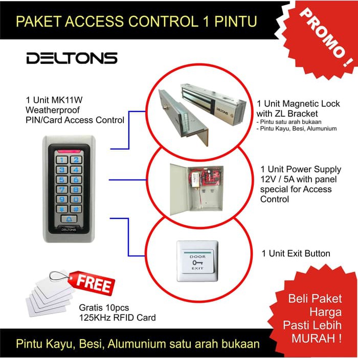 Jual Paket Access Control MK11W Indoor -Outdoor Magnetic Lock 280Kg ...