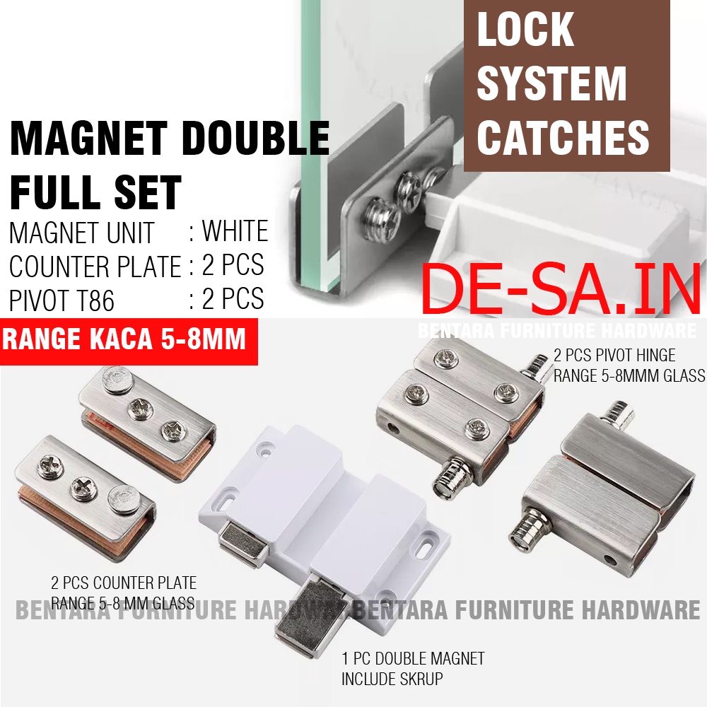 Jual (BUNDLE SET UTK KACA 8MM ) DOBEL MAGNET + PUSH + ENGSEL PIVOT ...