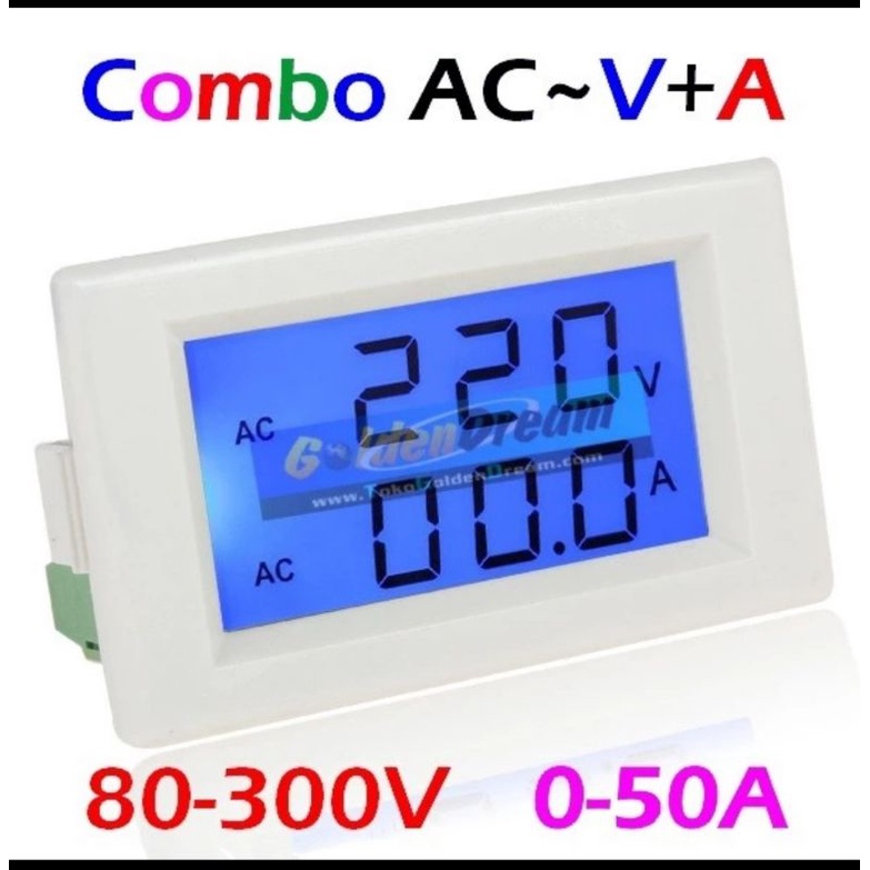 Jual Combo Dual AC Voltmeter Ammeter 80-300V 0-50A Volt Ampere Meter | Shopee Indonesia