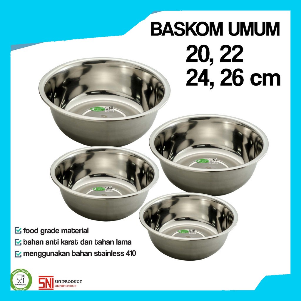 Jual Baskom Umum Stainless Steel Merk Komodo Ukuran 20 , 22 , 24 , 26 ...