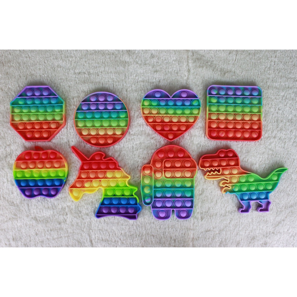 Jual Mainan pop it , popit Pop Its Square rainbow multicolor Fidget Toy ...