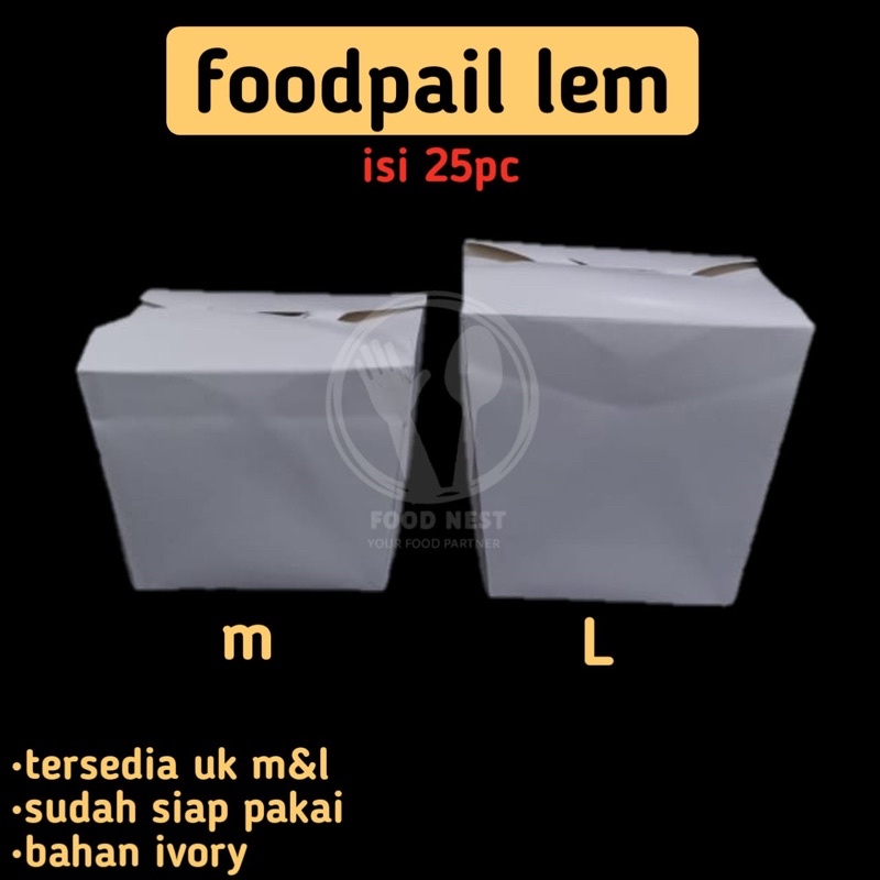 Jual [isi 25pc] paper rice box / food pail box putih M isi 25 pcs ...