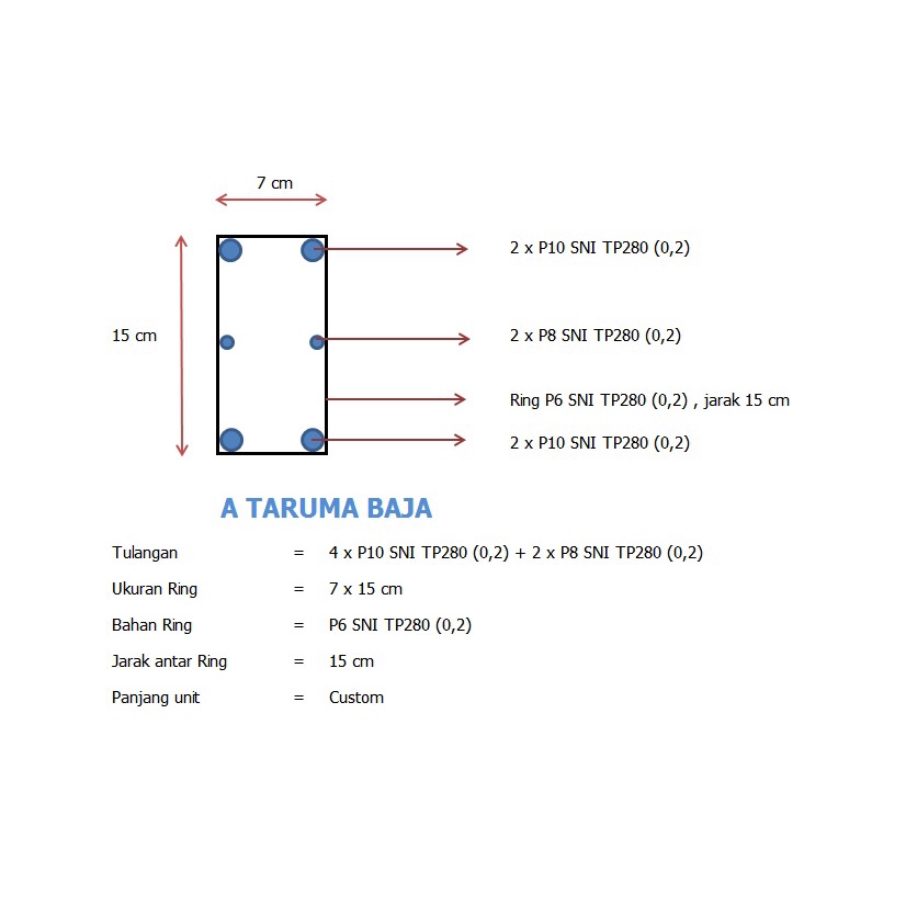 Jual SLOOF, KOLOM, 4 X P10 (0.2) SNI TP280 + 2 X P8 (0.2) SNI TP280, R ...