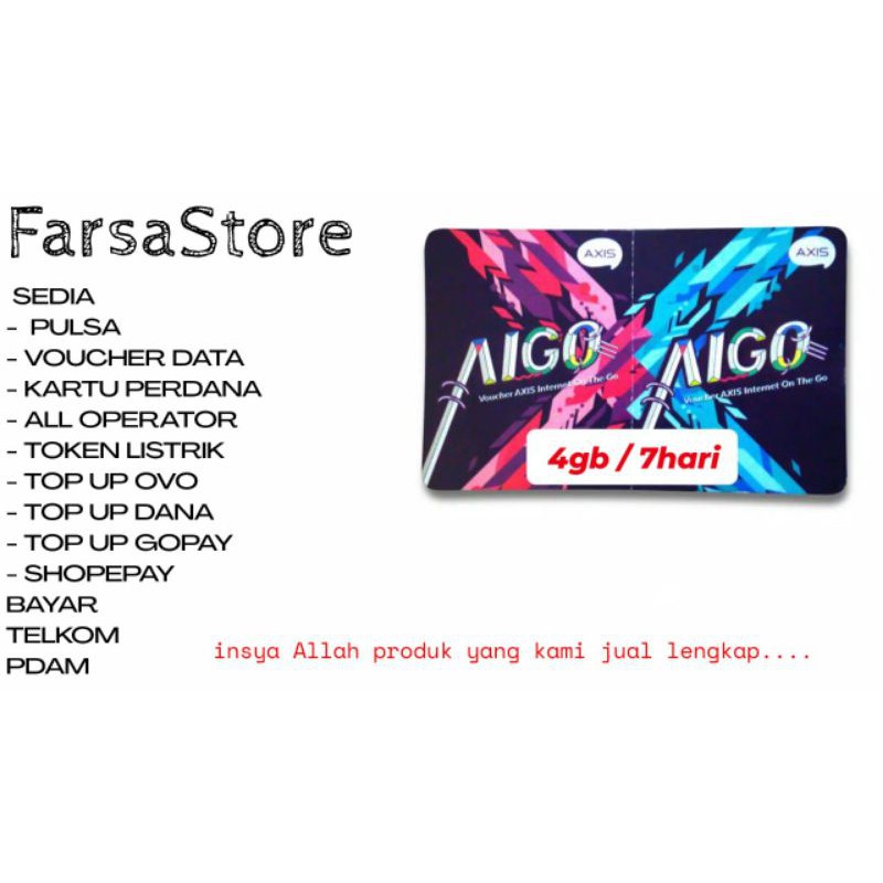 Jual VOUCHER AXIS AIGO 4,5GB 7HARI ( BARU ) | Shopee Indonesia