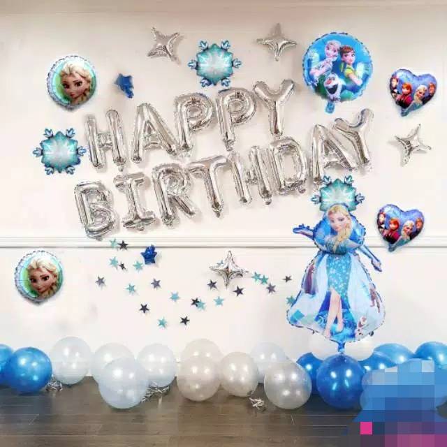 Jual FROZEN DEKORASI SET SILVER/BALON FOIL FROZEN/BALON KARAKTER/BALON ...