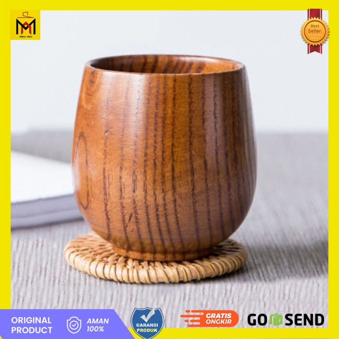 Jual Gelas Mug Kayu Japan Style Teh Susu Kopi Wooden Natural Cup ...