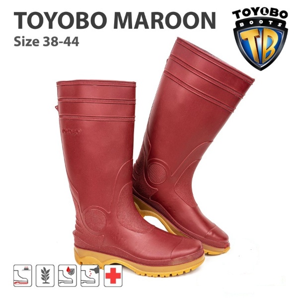 Jual Sepatu Boots Tinggi Pria Toyobo Maroon | Sepatu Boots Merah Maroon ...
