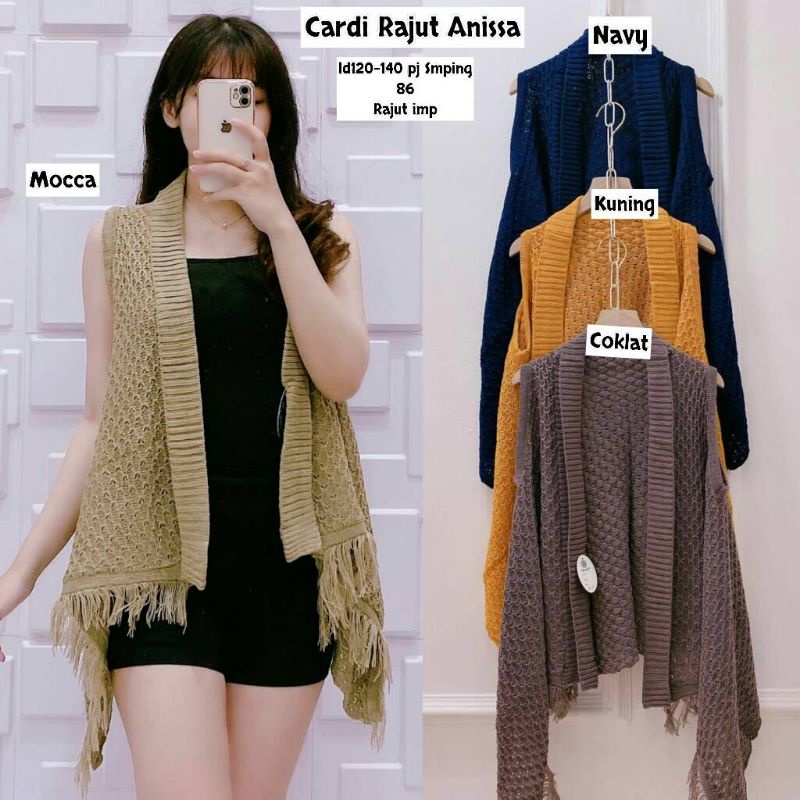 Jual Outer cardigan rajut tanpa lengan polos rumbai impor | Shopee ...