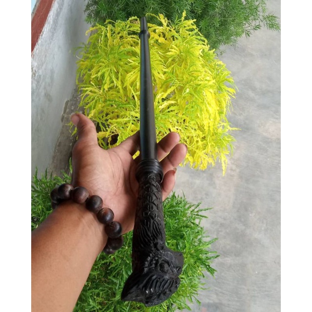 Jual tongkat komando kayu galih kelor hitam ukir Garuda | Shopee Indonesia