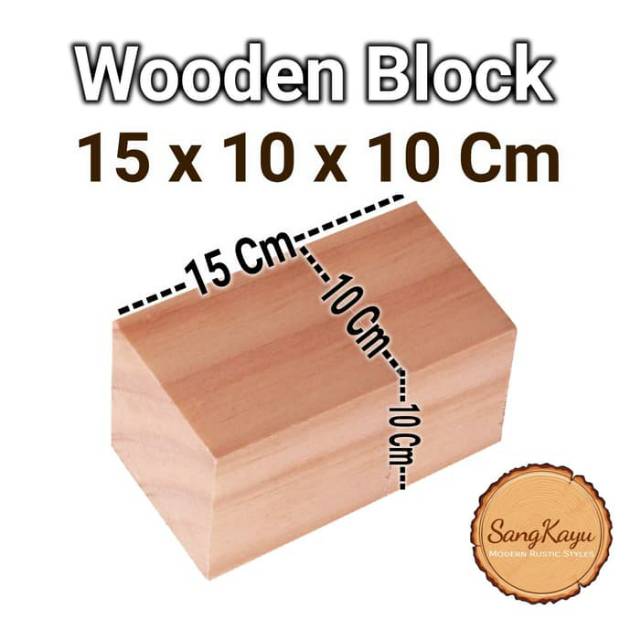 Jual Wooden Block 15x10x10 Cm Balok kayu Wooden Cube Bahan craft ...