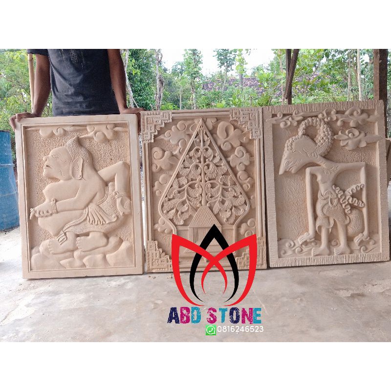 Jual relief wayang gunungan Semar Arjuna ukiran 60x80 MOTIF CUSTOM ...