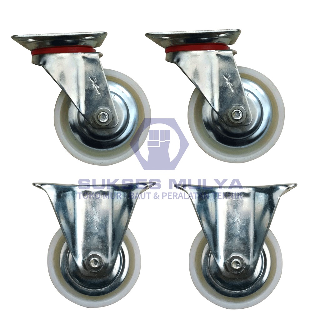 Jual Roda Nylon Set 4pcs 3" / Roda Etalase Roda Trolley / Roda Gerobak ...