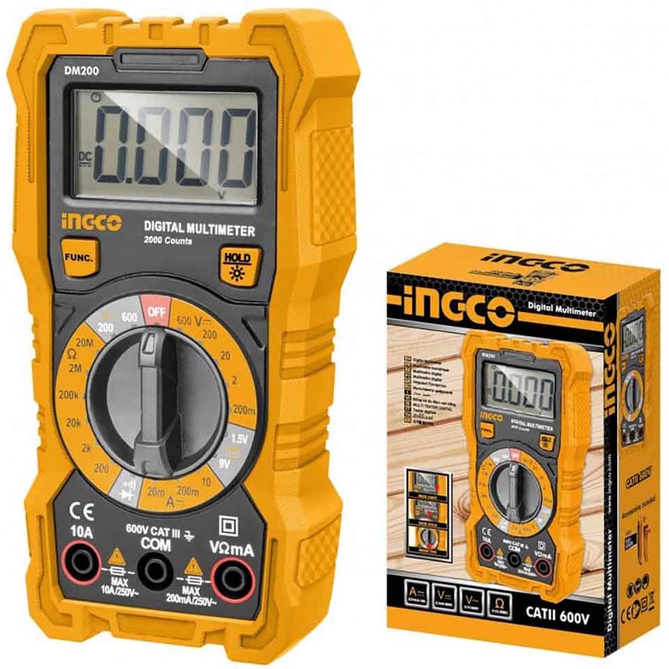 Jual Multimeter Digital INGCO DM2002 Avometer Multitester 10A Alat Cek ...