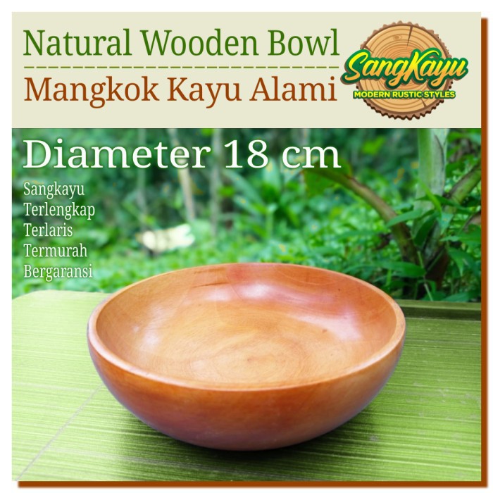 Jual Wooden Bowl Mangkok kayu 18 Cm mangkuk kayu mangkok bakso salad ...