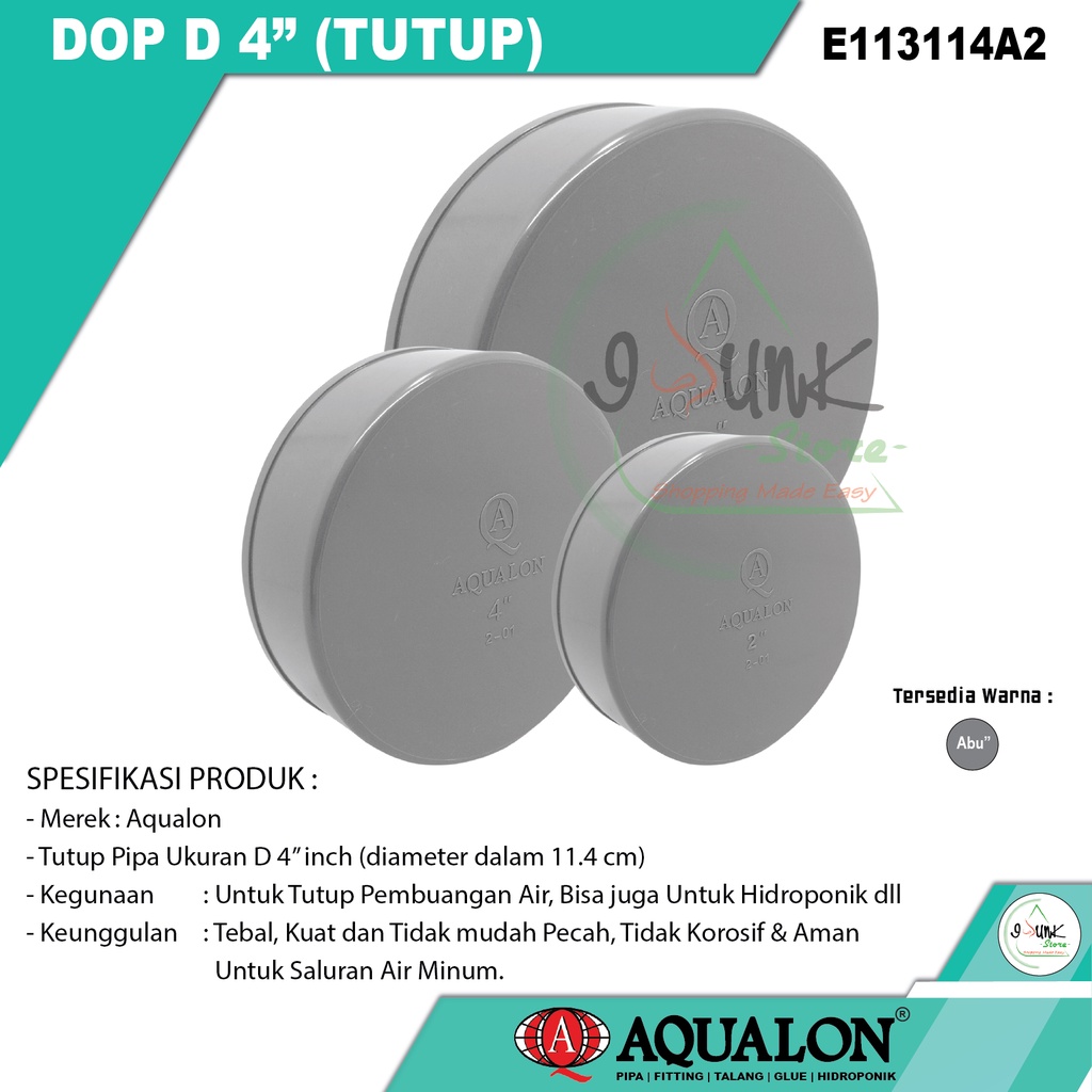 Jual TUTUP DOP PIPA D 4" INCH / CAP PIPA PVC 4 INCH - AQUALON | Shopee ...