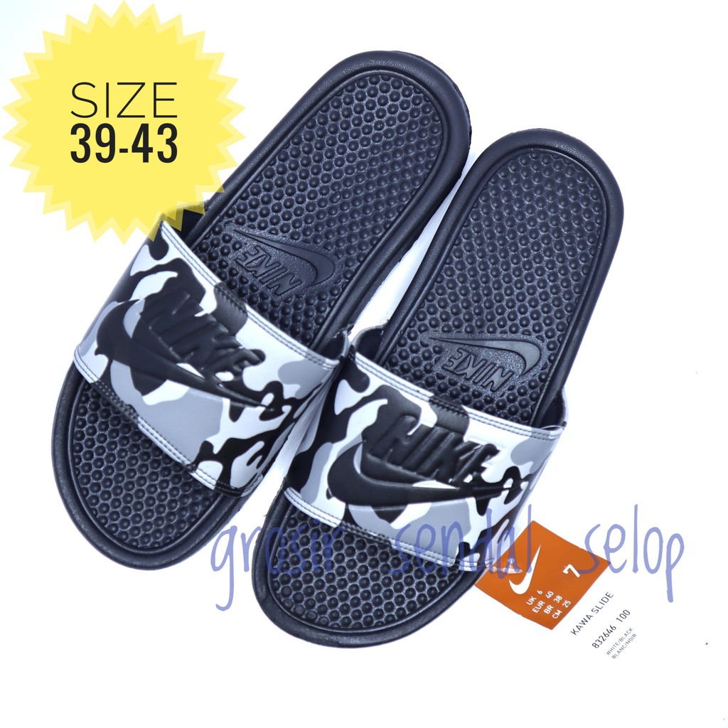 Jual Sandal Slop Nike Bennasi Flip Flop-Black Army-Import slide kasual ...