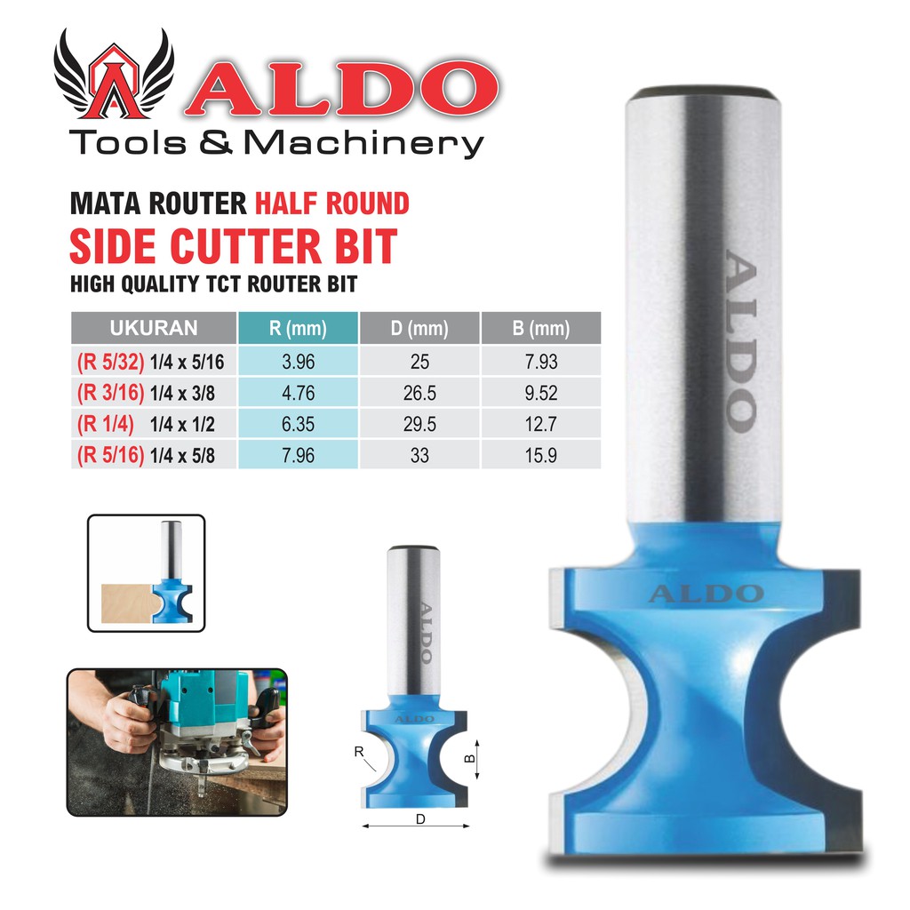 Jual Mata Router Half Round Side Cutter Bit | Shopee Indonesia