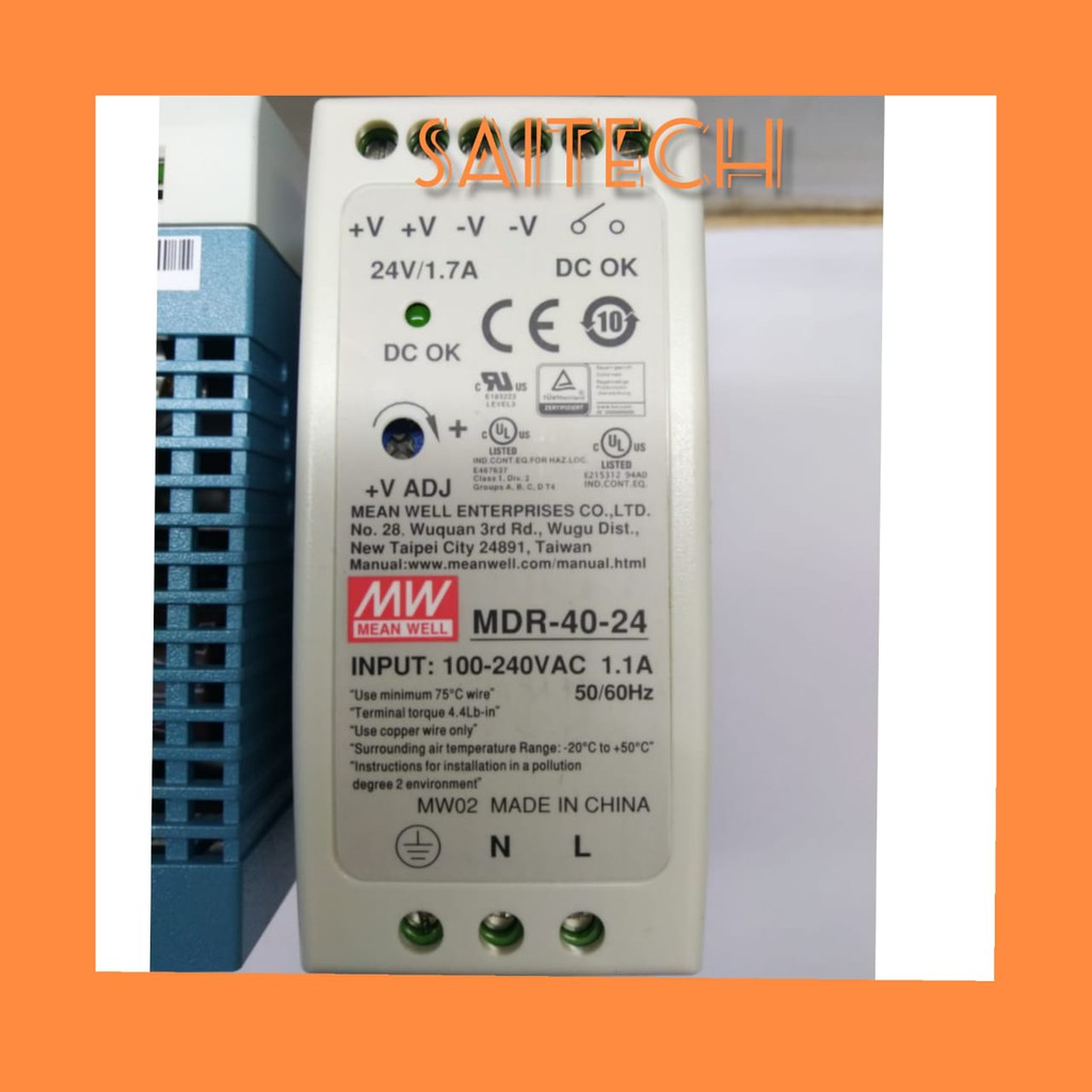 Jual POWER SUPPLY MEANWELL DIN RAIL MDR-40-24 MDR 40 24 MDR4024 ...