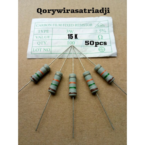Jual Resistor 15K 3 Watt Resistor 15 K 3watt 50pcs | Shopee Indonesia