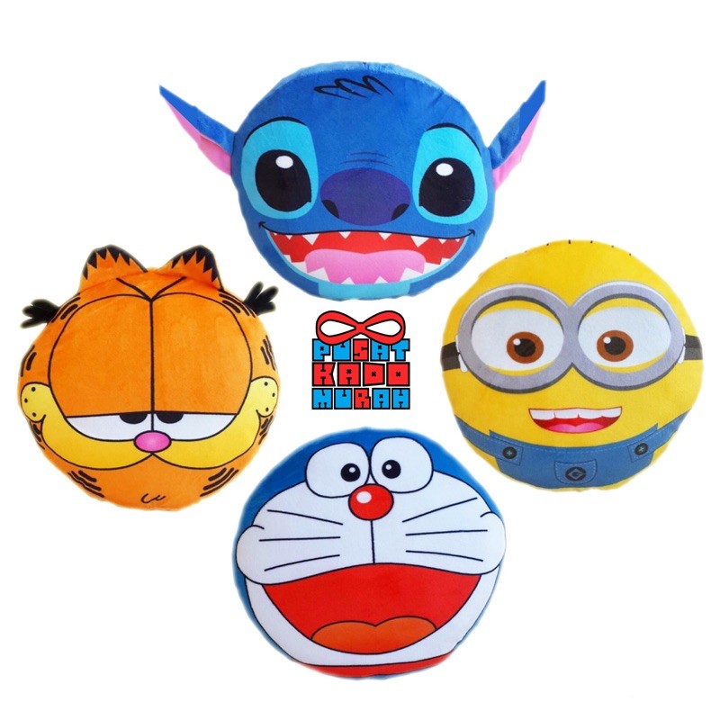 Jual Bantal Muka Doraemon / Garfield / Minion / Stitch | Shopee Indonesia