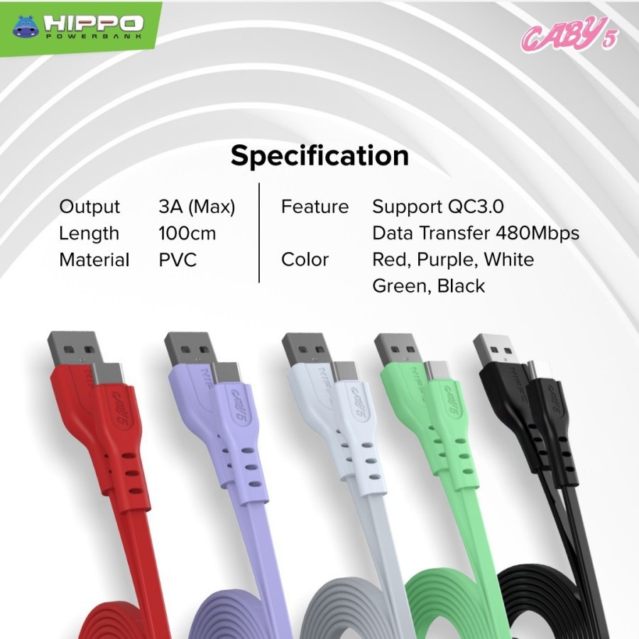 Jual Kabel Data Hippo Caby 5 Micro USB 100cm | Shopee Indonesia