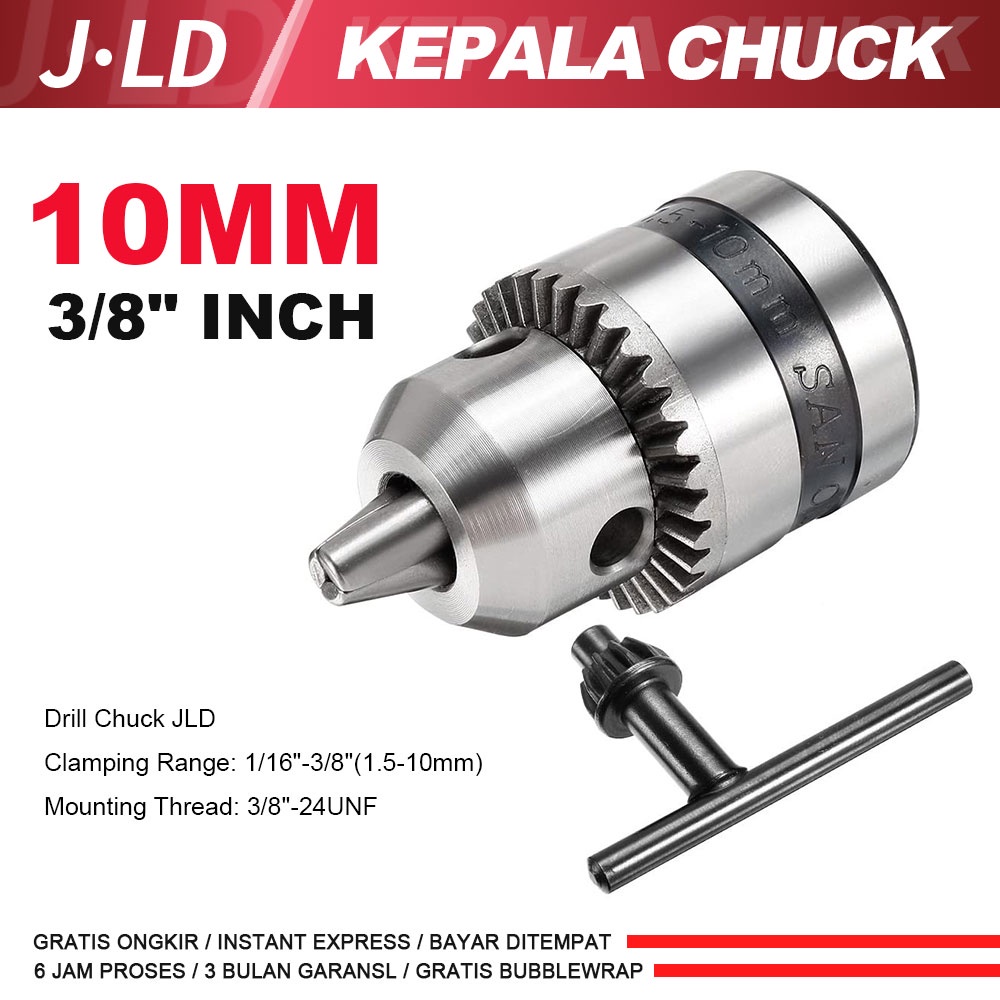 Jual JLD Kepala Chuck 10 mm 3/8" inch Perkakas Bor Tangan - Drill Chuck ...