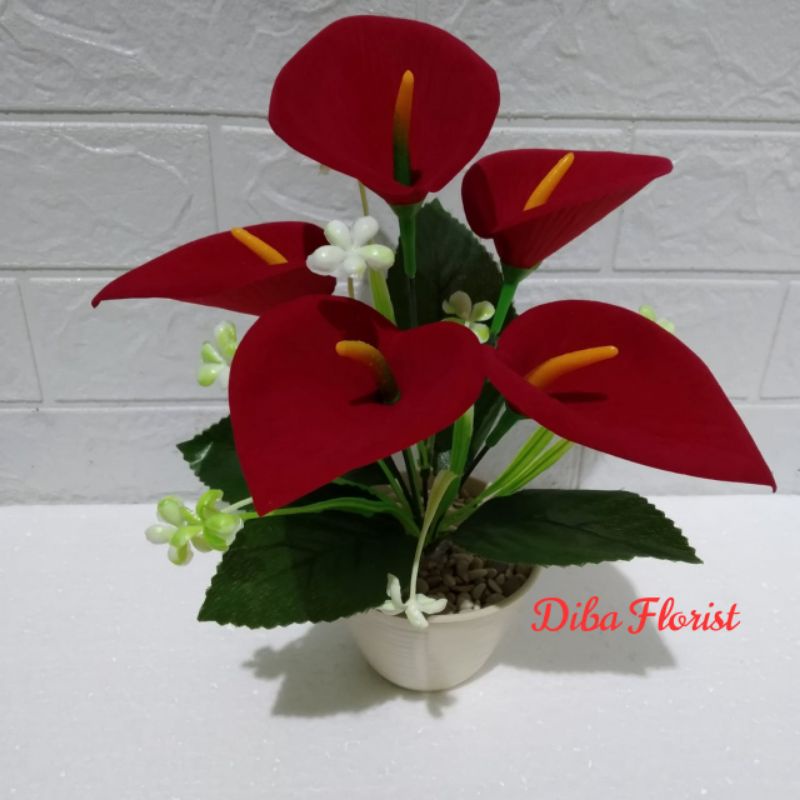 Jual Bunga Hias Meja Lily bludru Artificial Flower Pot home plants ...