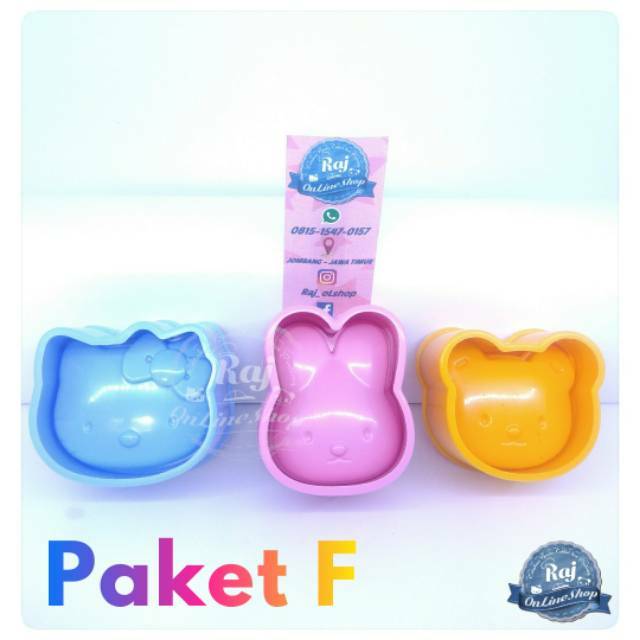 Jual Paket Cetakan Nasi Bento Mini 3 in 1 bear Kitty bunny beruang ...