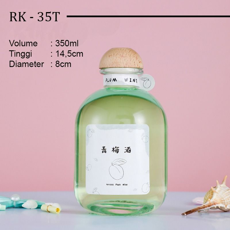 Jual Botol kaca sake japanese style tutup cork kayu - 350ml - 500ml ...