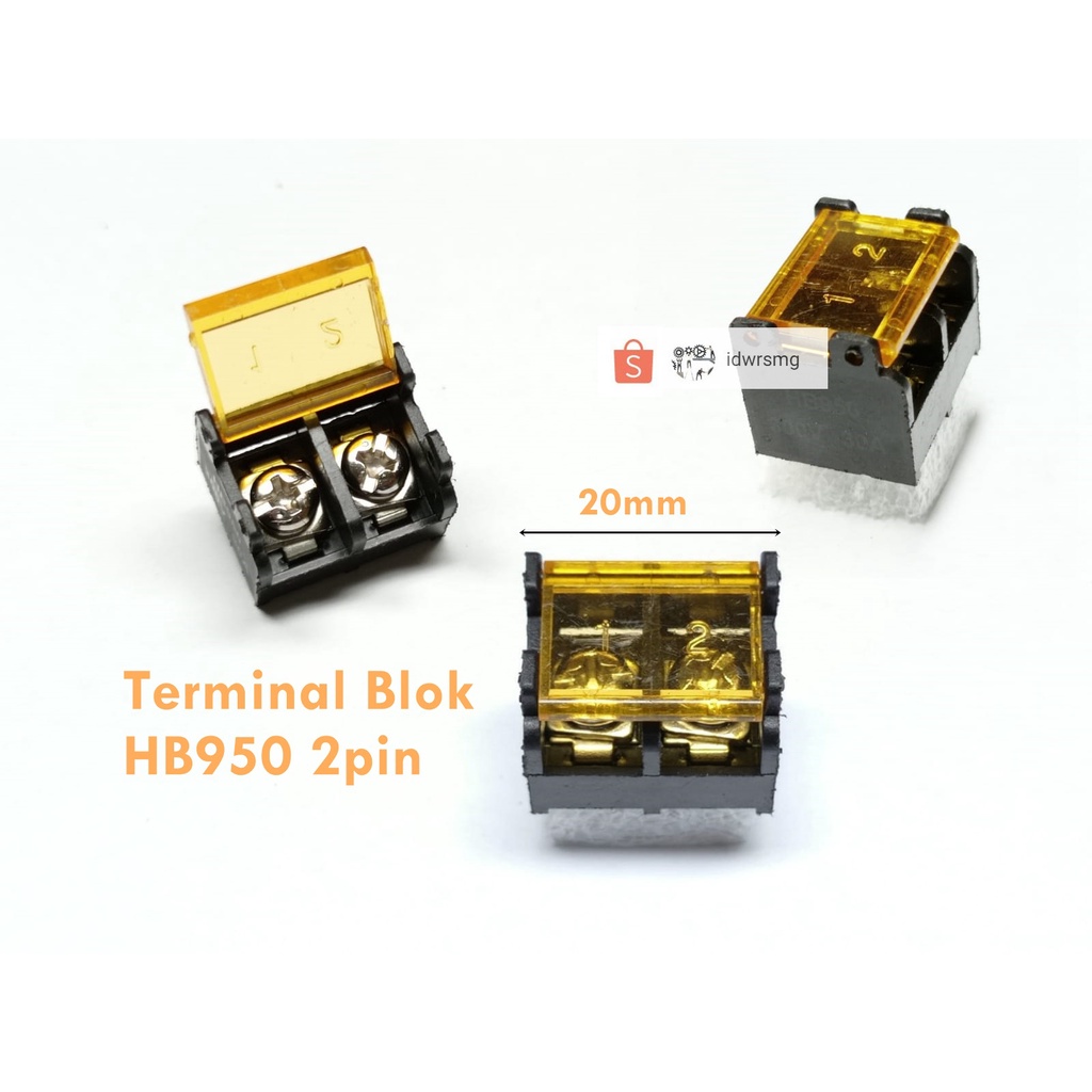 Jual Terminal Blok PCB 2 PIN 9.5mm with cover HB9500 9.5 mm 2 PIN ...