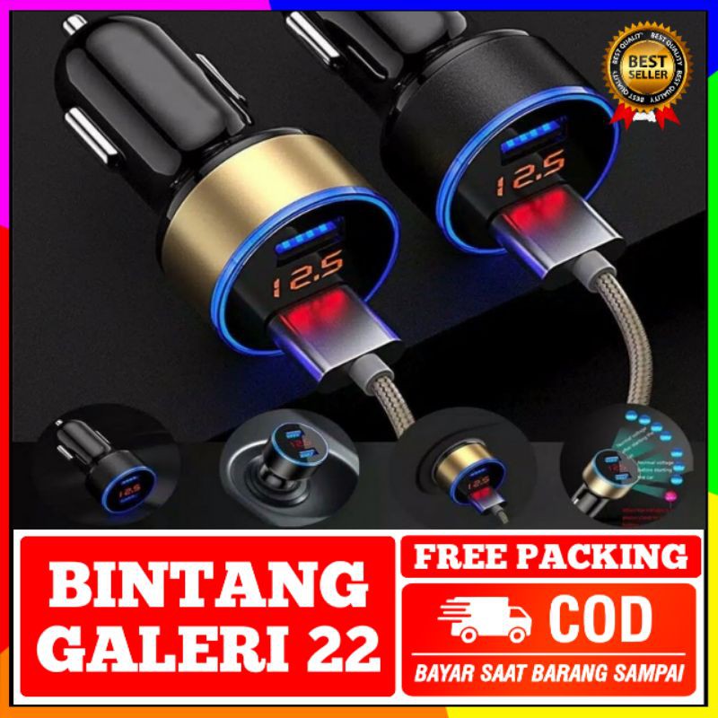 Jual Charger Mobil atau Motor USB Ganda 2 Port Layar LCD Soket Pemantik ...
