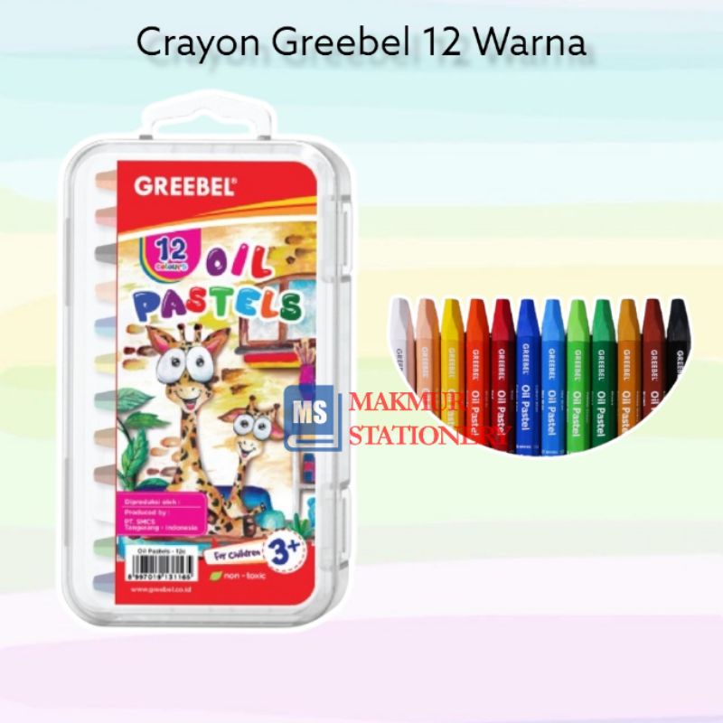 Jual Crayon / Kerayon Greebel 12 Warna Oil Pastel | Shopee Indonesia