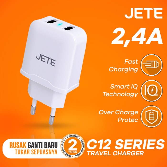 Jual JETE C12 2 Ports C12 2.4A Smart Charger and Power IQ Professional ...