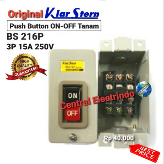 Jual Push Button On-Off BS 216P 15A/250V Inbow (Tanam) KlarStern ...