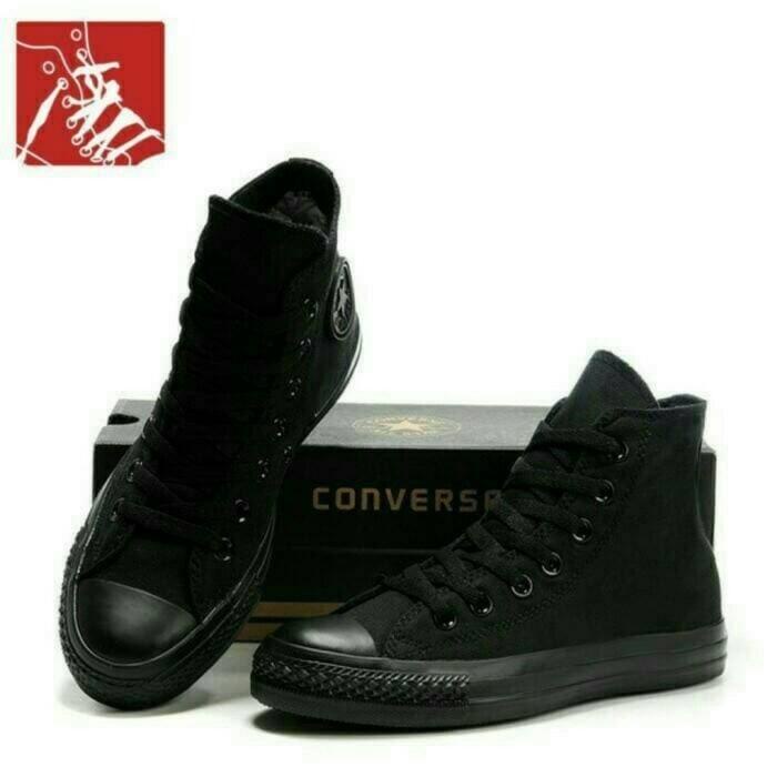 Jual Sepatu Ukuran 46 45 44 47 Converse full black high ukuran jumbo ...