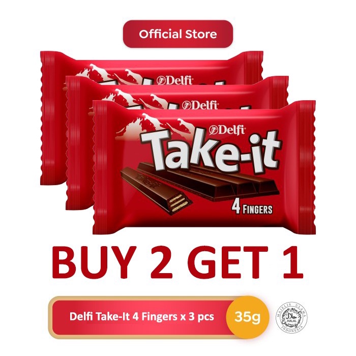 Jual 2+1 DELFI Take-It 4 fingers chocolate bar 35gr | Shopee Indonesia
