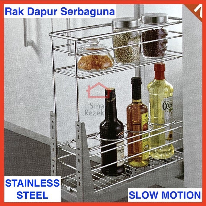 Jual Rak Tarik Dapur Vitco XC 27316 SLOW MOTION STAINLESS Bumbu Botol ...