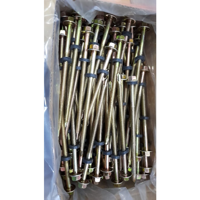 Jual Baut Skrup Sekrup Roofing Baja Ringan 10cm 12x100 10 cm | Shopee ...