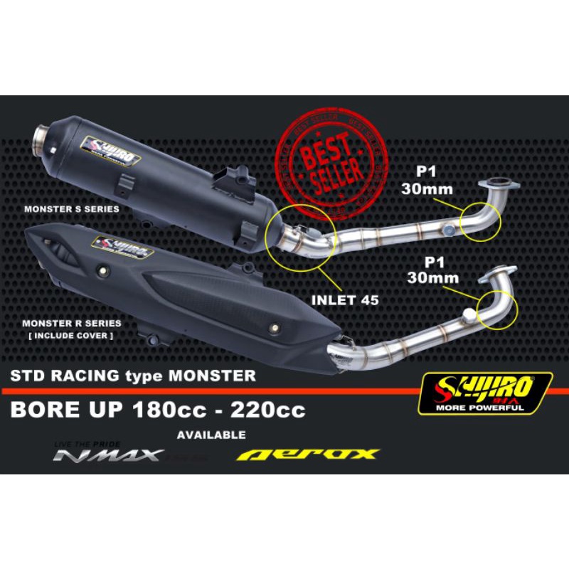 Jual KNALPOT STANDAR RACING SHIJIRO TYPE MONSTER FOR AEROX N-MAX VARIO ...