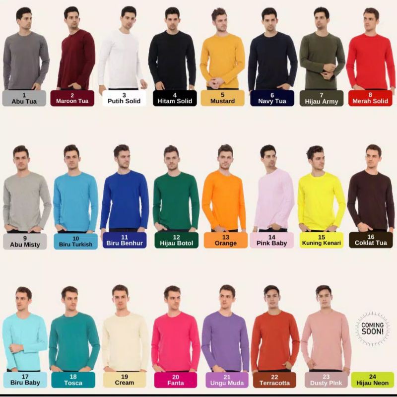 Jual kaos polos/kaos oblong lengan panjang | Shopee Indonesia