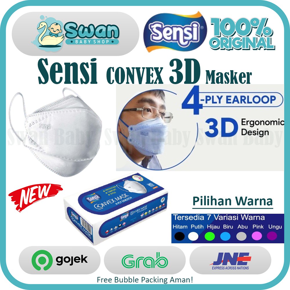 Jual Sensi Convex Mask 4 Ply / Masker Earloop 4 Ply / Masker 3D Sensi ...
