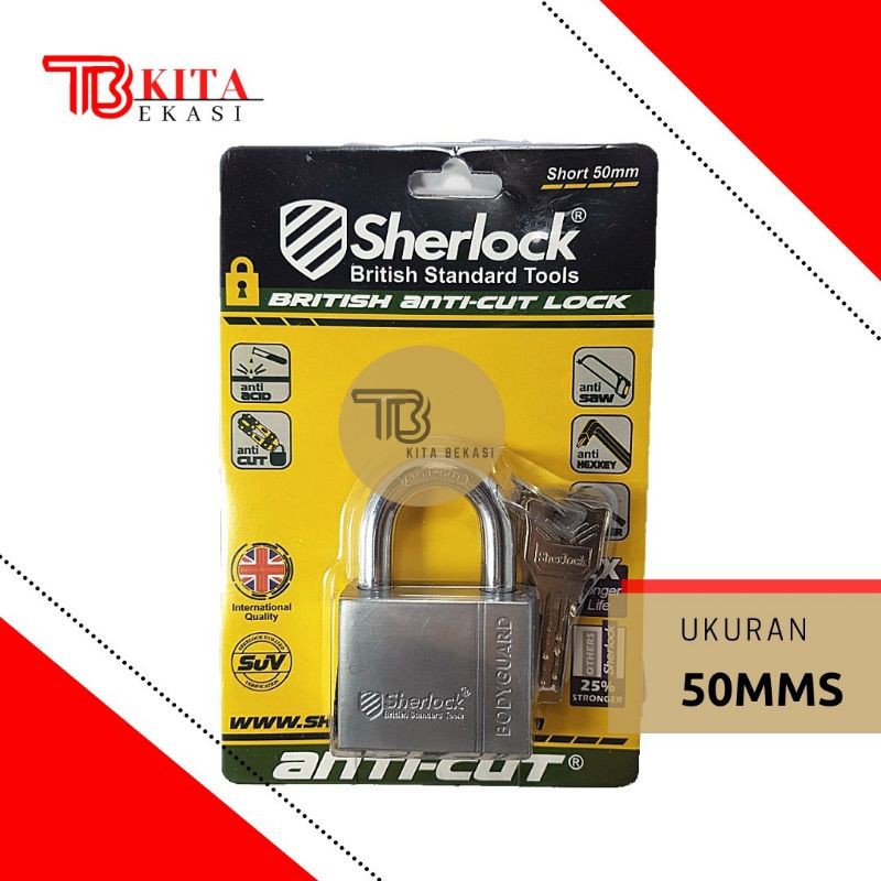 Jual GEMBOK SHERLOCK 50MM SHORT ANTI CUT LOCK /GEMBOK SHERLOCK 50 MM ...