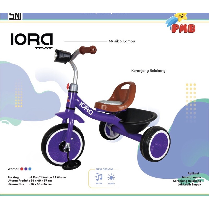 Jual Sepeda Roda Tiga Sepeda Anak IORA PMB T29 TC-05 TC-07 TC05 TC07 T ...