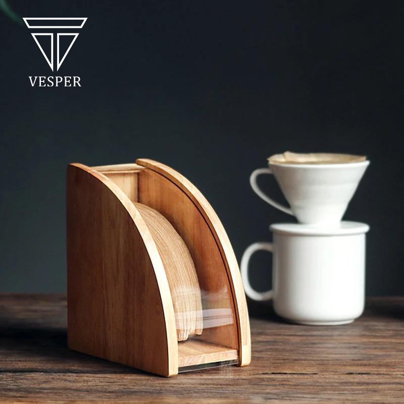 Jual wooden storage box coffee filter paper holder v60 ( BISA CUSTOM ...