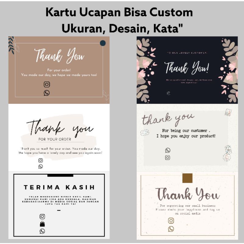 Jual THANK YOU CARD / KARTU OLSHOP / THANKS CARD / GREETINGS CARD ...