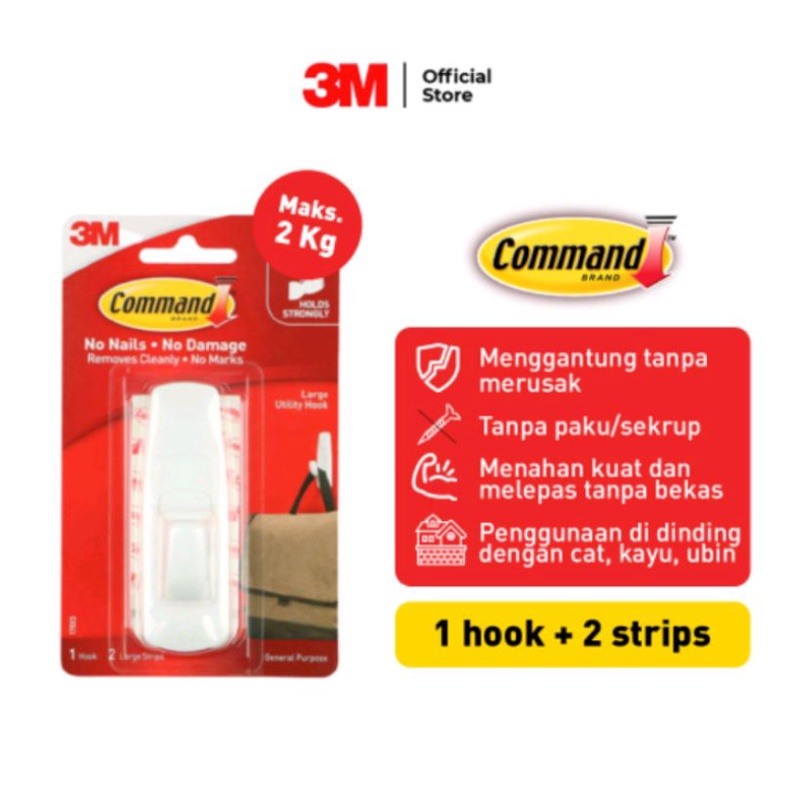 Jual 3M COMMAND 17003 GANTUNGAN TANPA PAKU LARGE UTILITY HOOK | Shopee ...