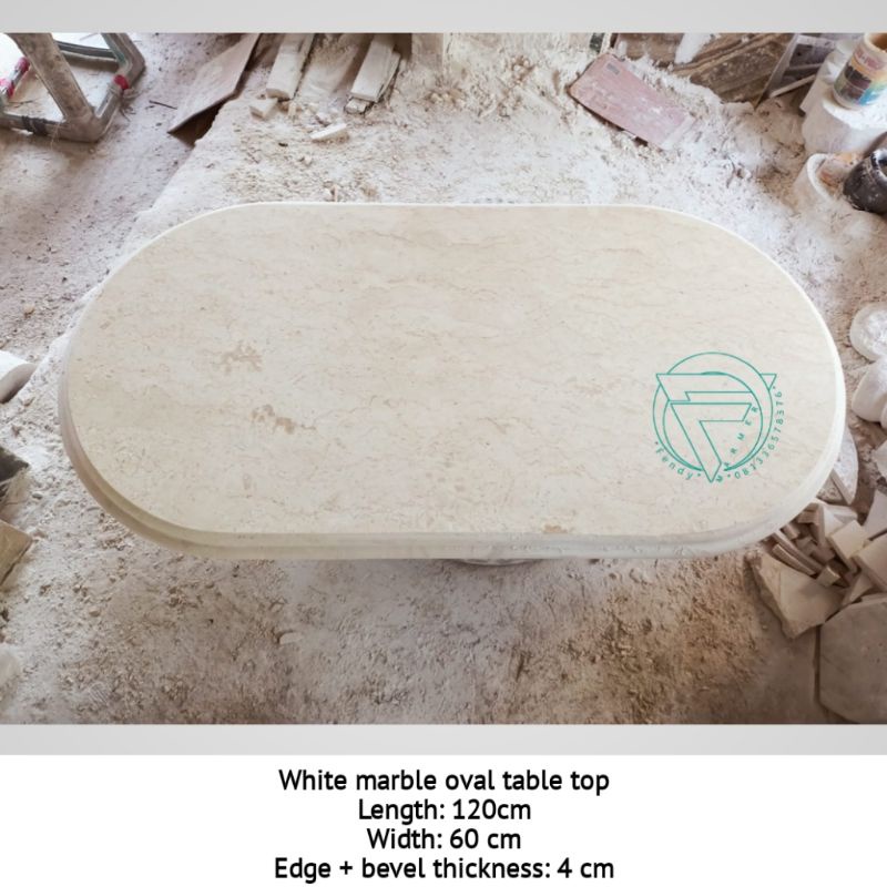Jual Daun meja bulat lonjong marmer putih 120x60 | Shopee Indonesia