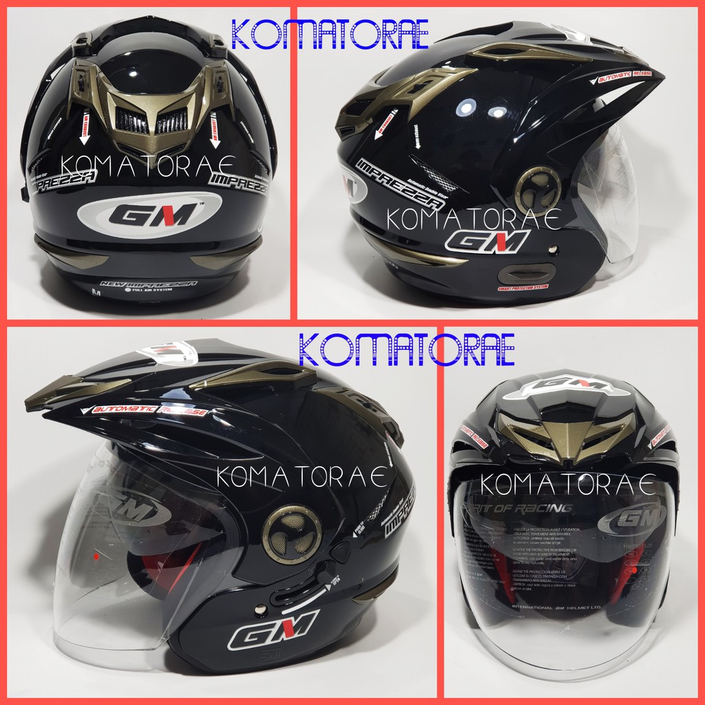 Jual HELM GM NEW IMPREZZA BLACK DOUBLE VISOR HALF FACE | Shopee Indonesia