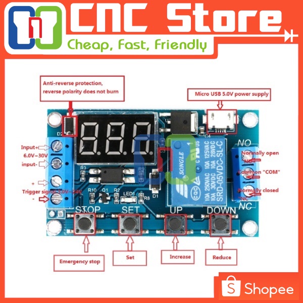 Jual [MDL-0010] Digital Timer Control Module 1CH Relay Modul Switch ...