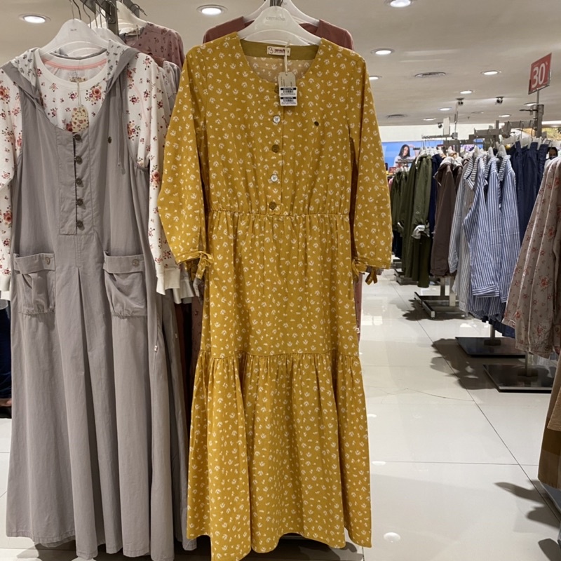 Jual Corniche dress wanita motif floral blossom warna sunkiss yellow ...